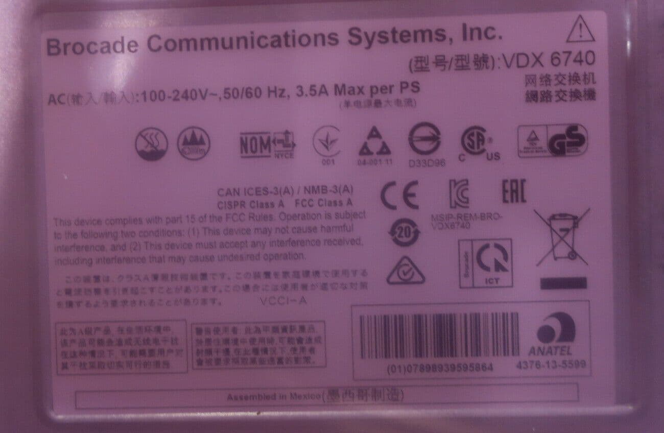 New Brocade VDX 6740 EM-VDX6740-24-R 48x 1/10GbE SFP & 4x 40Gb QSFP Switch