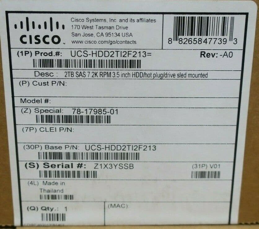 New Cisco 2TB 7 2k 3 5" 6Gb/s SAS Enterprise LFF Hard Drive HDD UCS ...