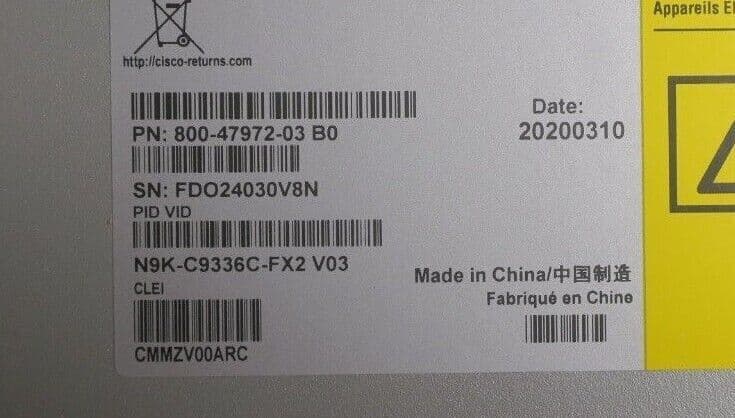 NEW Cisco Nexus N9K-C9336C-FX2 9300-FX2 36x 40/100Gbps QSFP28 Port 1U Switch