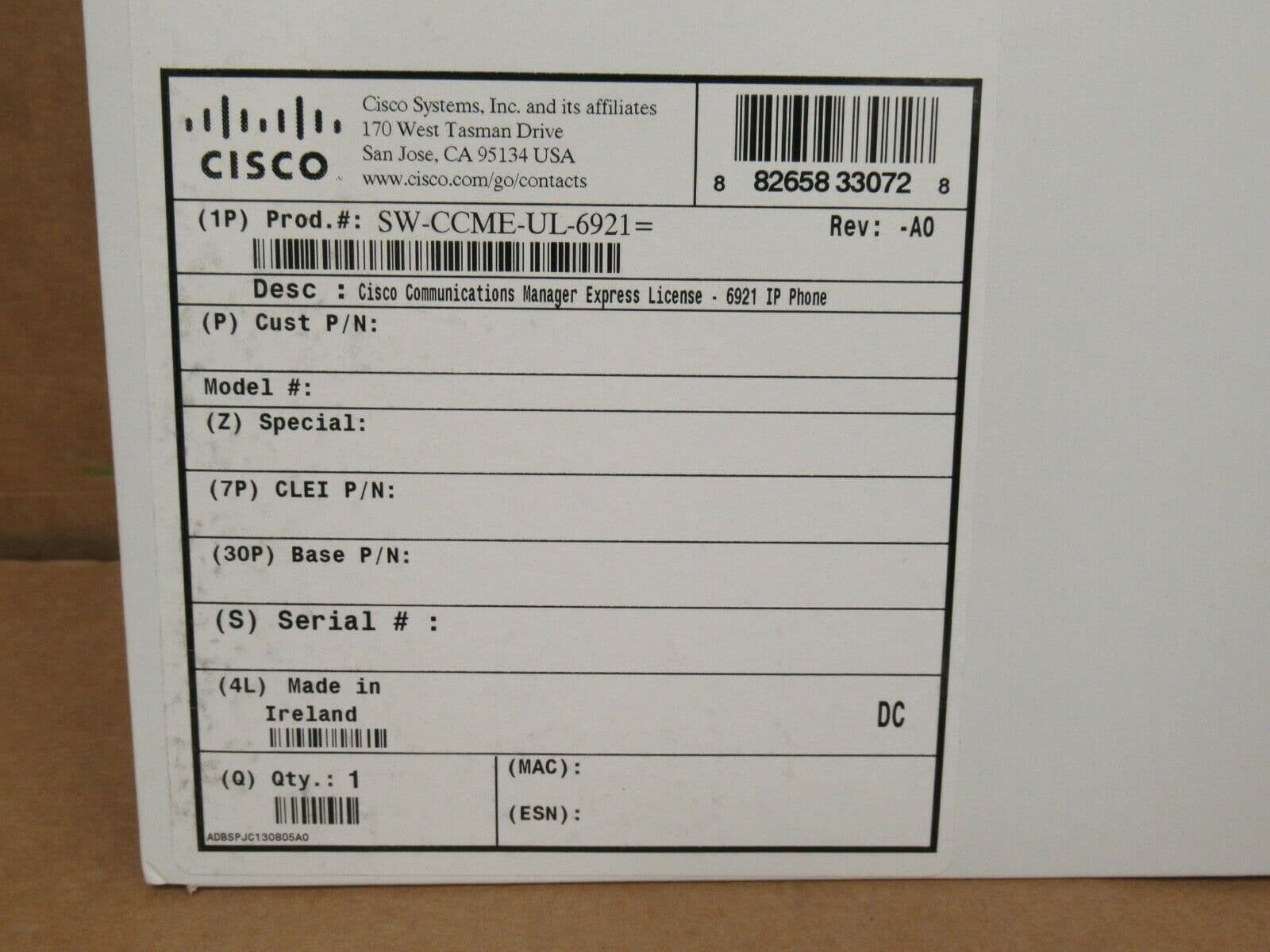 New Cisco SW-CCME-UL-6921 Communications Manager Express License - 6921 ...