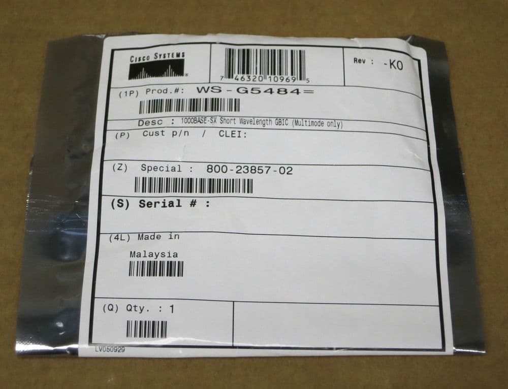 New Cisco WS-G5484 1000BASE-SX GBIC Gigabit Ethernet Transceiver Plug ...