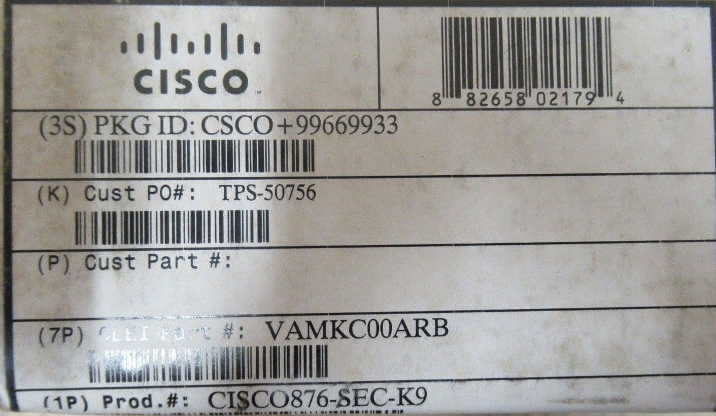NEW CISCO876-SEC-K9 Cisco 876 1U 4-Port Modular Integrated Services ...