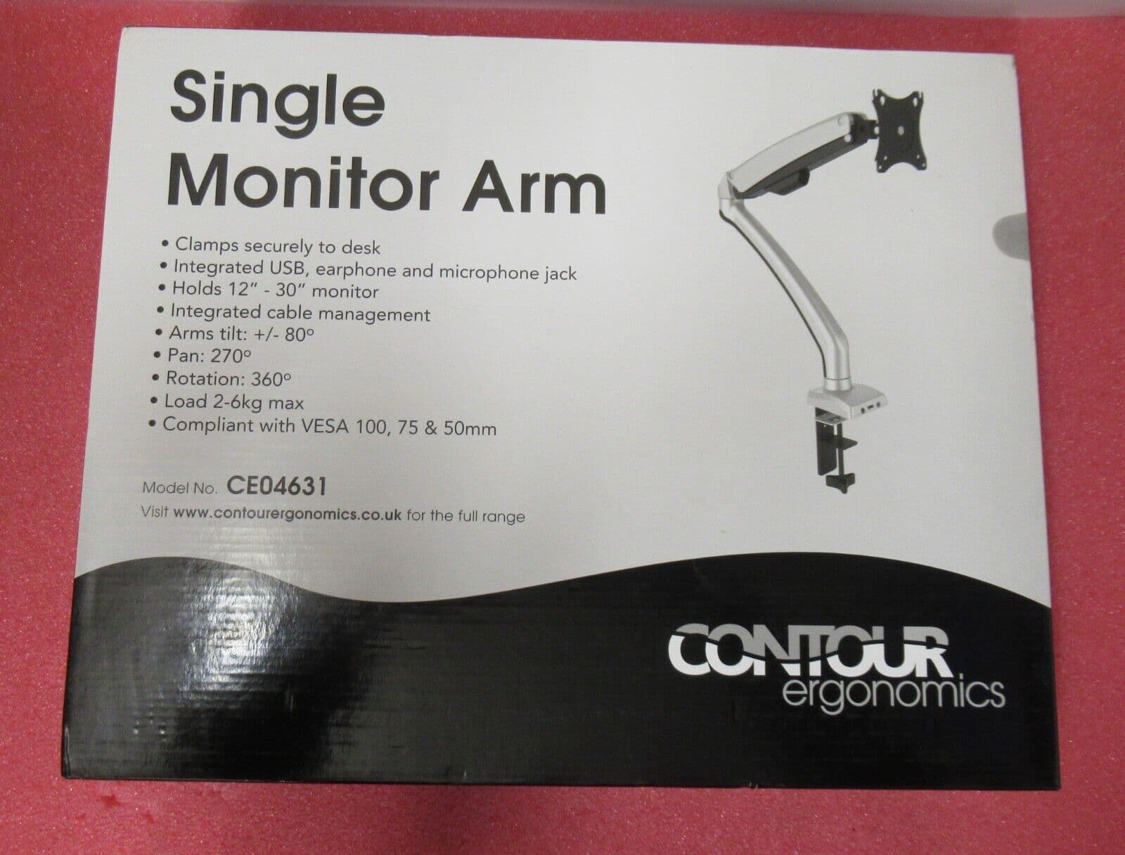New Contour Ergonomics CE04631 Single Monitor Arm Black/Silver