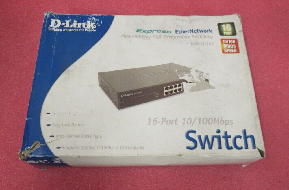 New D-Link DES-1016D 16-Port Fast Ethernet Unmanaged Desktop Switch