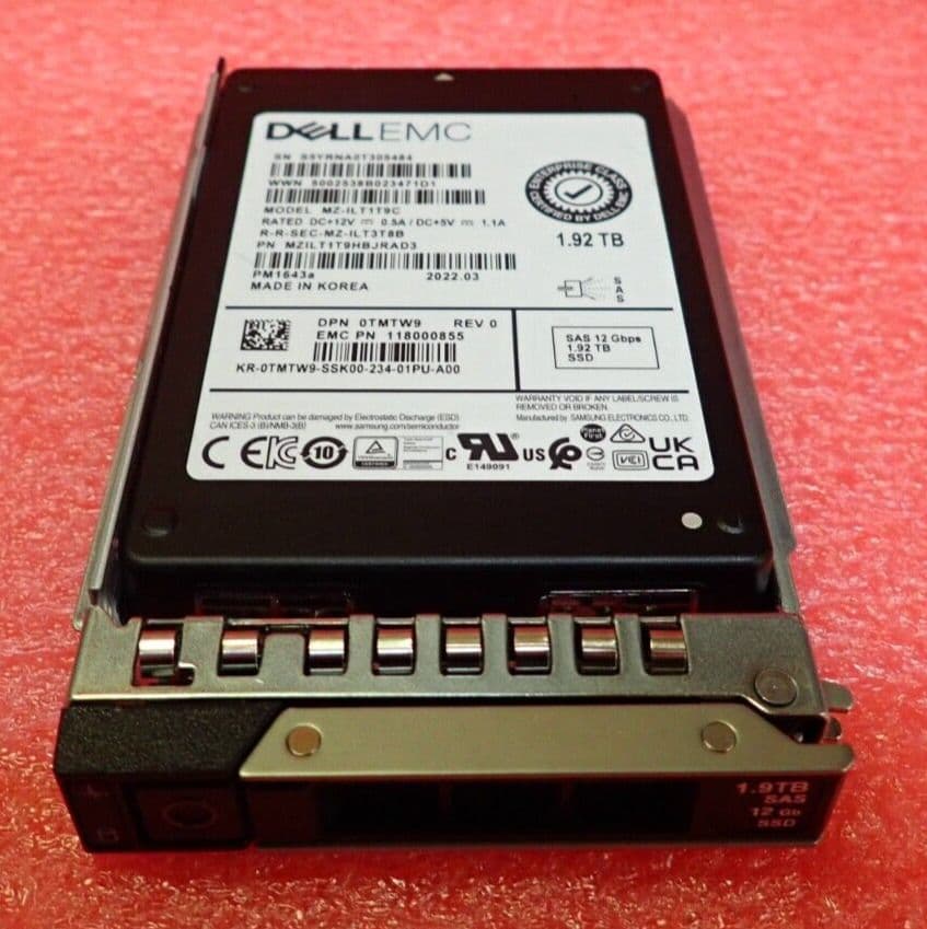 New Dell 1 92TB SAS 12G 2 5" RI SSD MZ-ILT1T9C TMTW9 14th/15th Gen Caddy