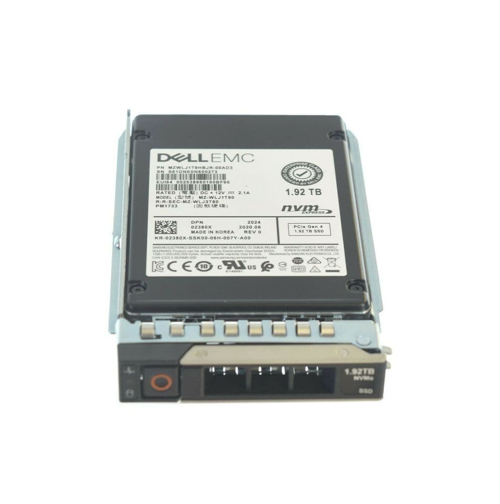 New Dell 1 92TB U 2 2 5" NVMe PCIe SSD 2380X MZ-WLJ1T90 14th Series Caddy