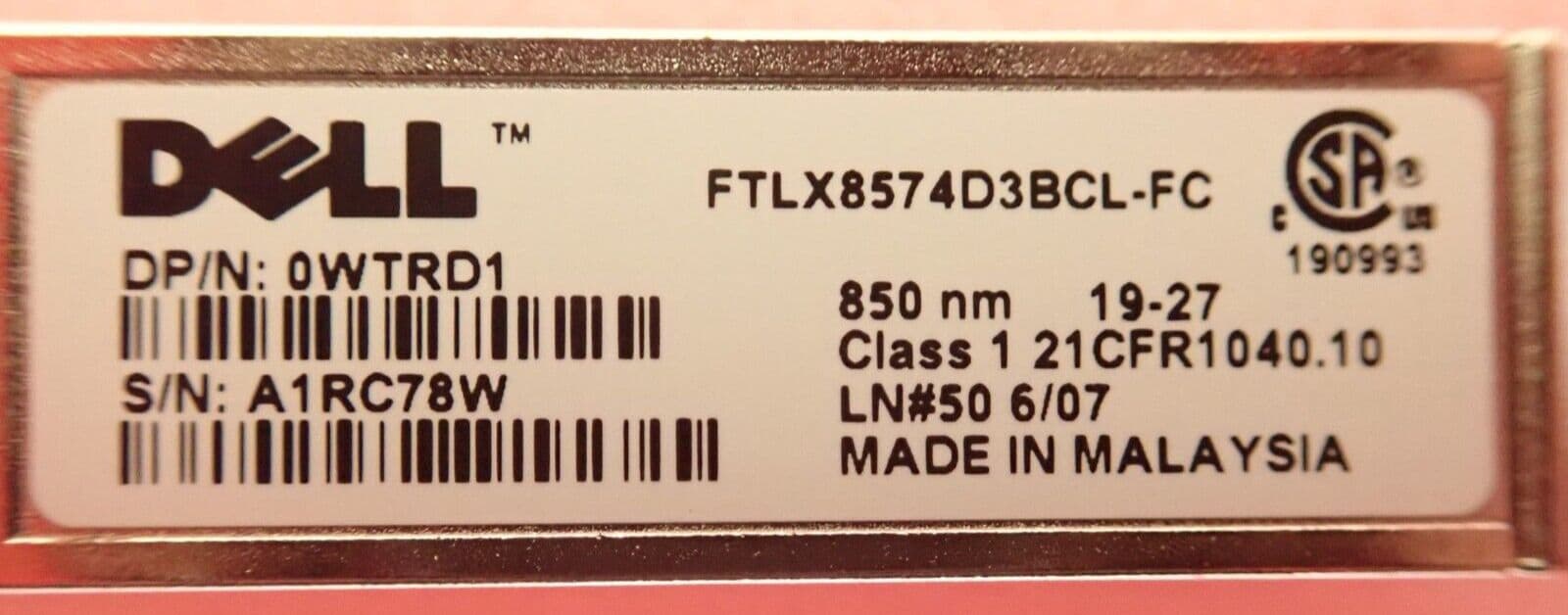 NEW Dell 10Gb 850nm LC SR 300m SFP Transceiver Module WTRD1 ...