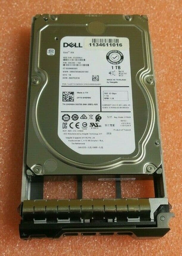 NEW Dell 1TB 3 5" SAS 7 2K 12Gb/s HDD Hard Drive in 13th Series Caddy H0R8N