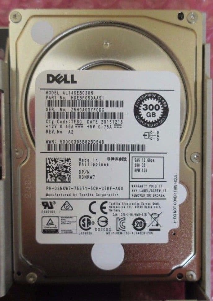 New Dell 300GB 10k 2 5" SAS 12Gb/s 3NKW7 Hard Drive HDD In 3 5" Caddy