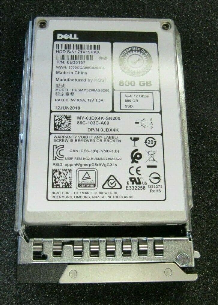 New Dell 800GB 12Gb/s SAS 2 5" Solid State Drive SSD JDX4K With ...