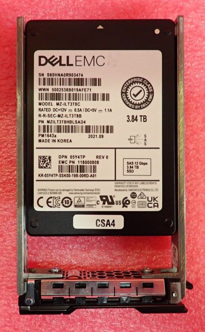 NEW Dell Compellent 3 84TB 2 5" SAS 12Gb RI TLC SSD MZ-ILT3T8C 5Y4TP ...