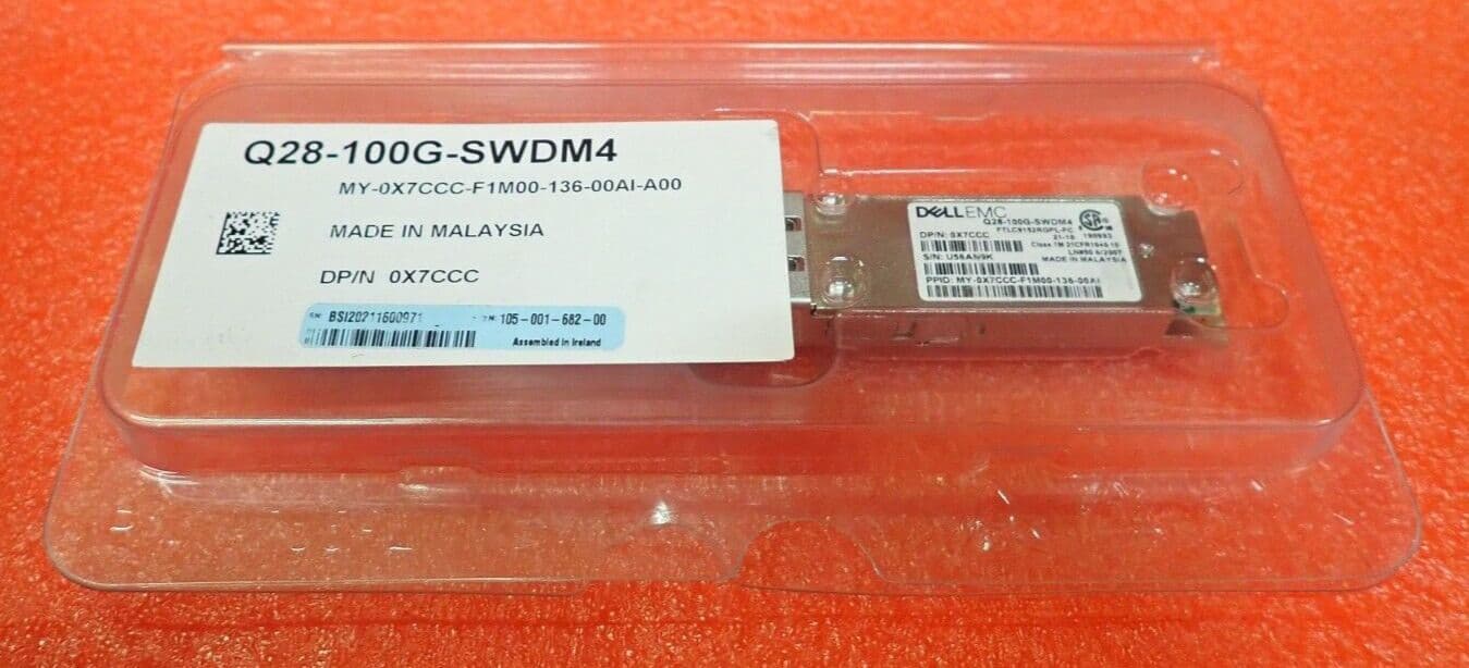 NEW Dell EMC Q28-100G-SWDM4 OM3/OM4 MMF 100GbE QSFP28 Transceiver ...