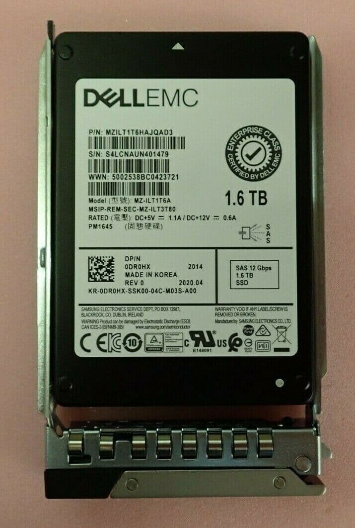 NEW Dell Enterprise 1 6TB 2 5" SAS 12G MU Mixed Use SSD DR0HX with caddy