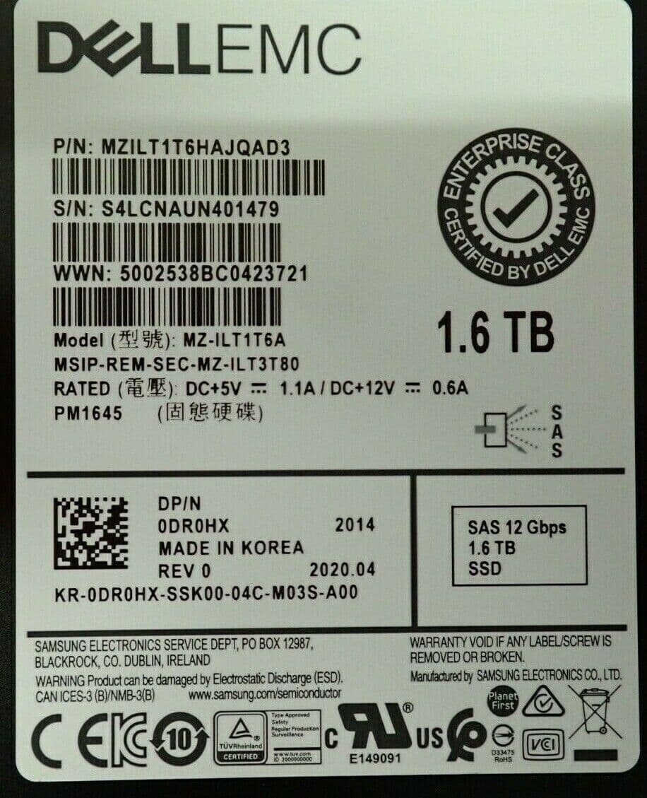 NEW Dell Enterprise 1 6TB 2 5" SAS 12G MU Mixed Use SSD DR0HX with caddy