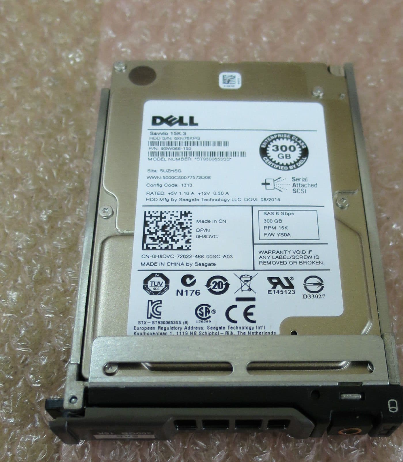 NEW Dell H8DVC- 2 5" 300GB 15K 6GBps Hot-Plug Hard Drive HDD In Caddy