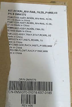 New Dell Kit RCKRL R/V-Rail 1U Rack Mount Kit for PowerEdge1950 0MW370 ...