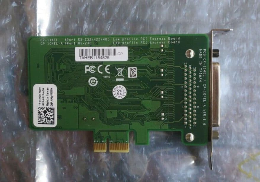 NEW Dell MOXA 4-Port RS-232 PCIe Communication Card DB9M CP-104EL-A v1 61 6370W