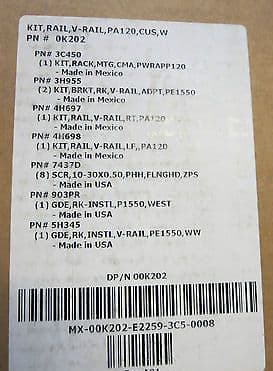 NEW Dell Power Edge 1550 Versa Rail 1U Rack Mount Kit 0K202 PA120