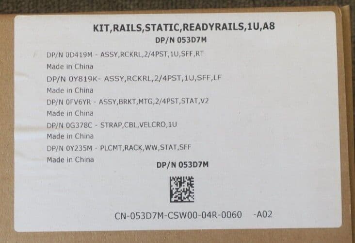 New Dell PowerEdge 1U Server Static Rack Rail Kit R230 R420 R620 R630 ...