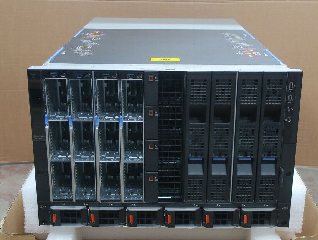 New Dell PowerEdge MX7000 8-Slot Modular Chassis W/ 4x MX740c Blade Servers