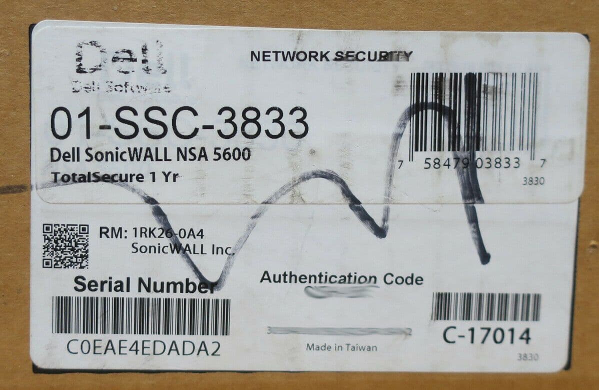 NEW Dell SonicWALL NSA 5600 TotalSecure 01-SSC-3833 Network Security ...
