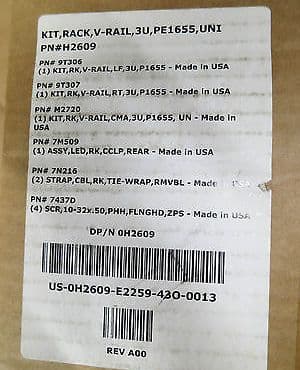 New Dell Versa Rail Rack Kit 3U For PowerEdge 1655 DP/n H2609 0H2609