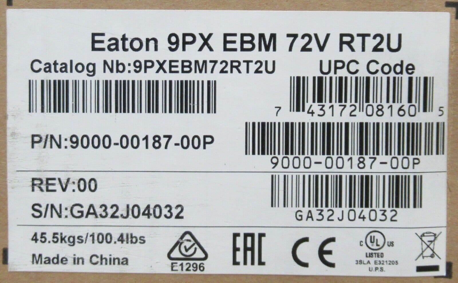 NEW Eaton 9PXEBM72RT2U 9PX 1000/1500va Extended Battery Module Rack ...