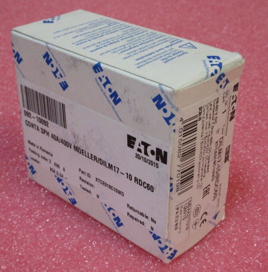 New Eaton Moeller Contactor 40A 400V 7 5 kW 3 Pole DILM17-10 RDC60 ...