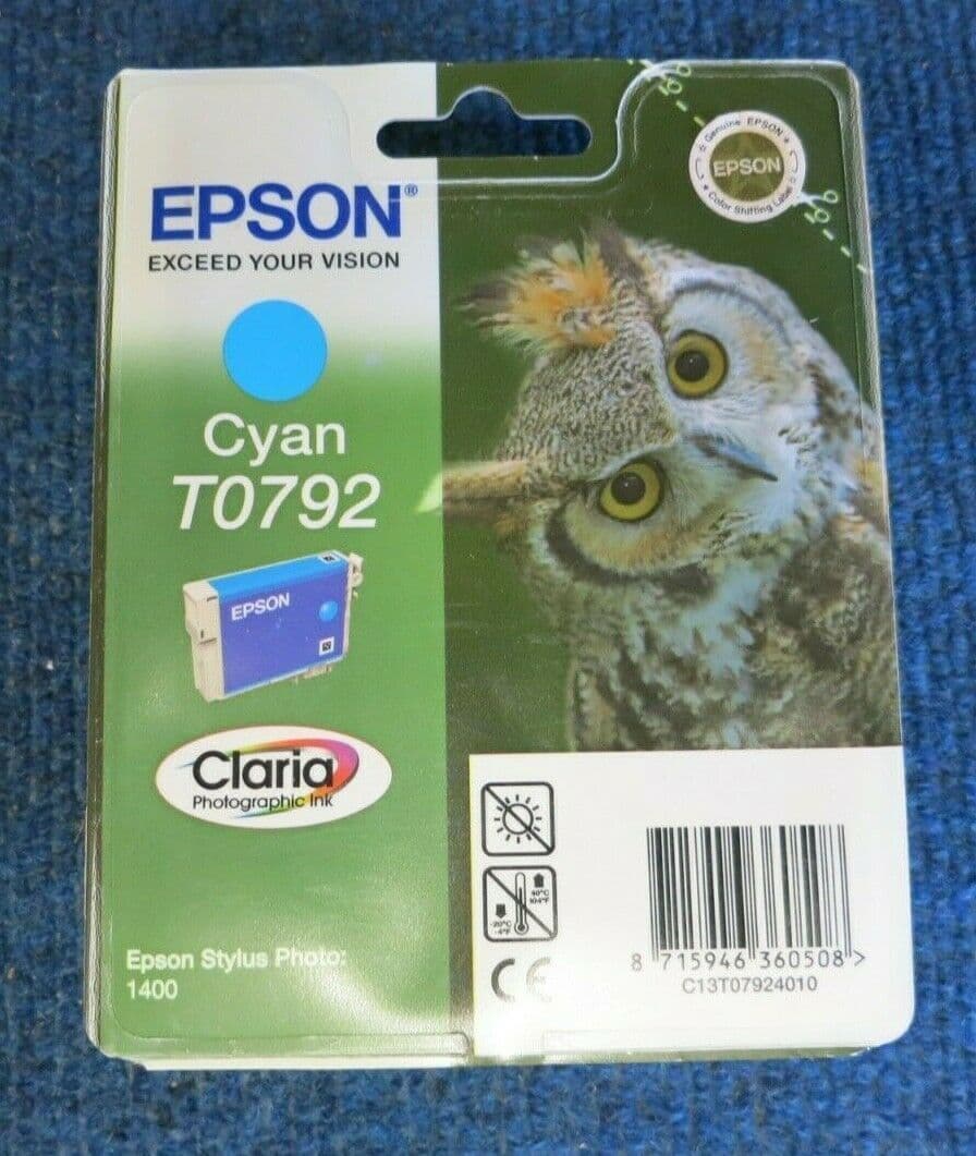 New Epson T0792 Singlepack Cyan Claria Photographic Ink Cartridge