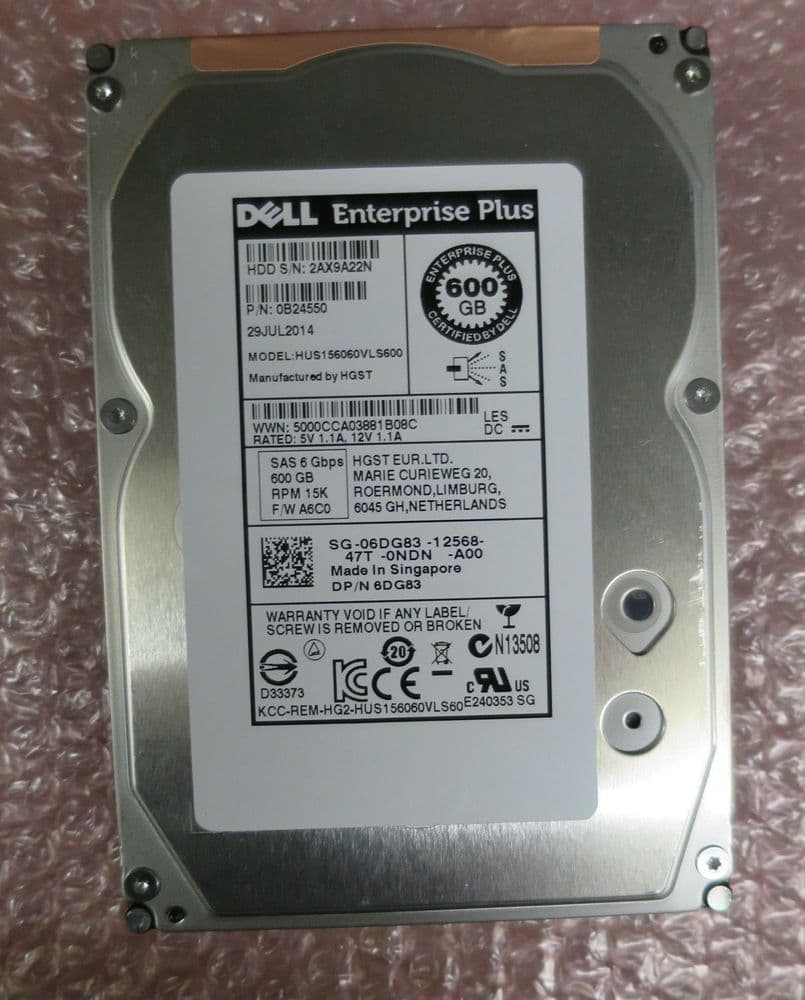 NEW EqualLogic 600Gb 15k SAS 3 5" Hard Drive HDD part number GDG83