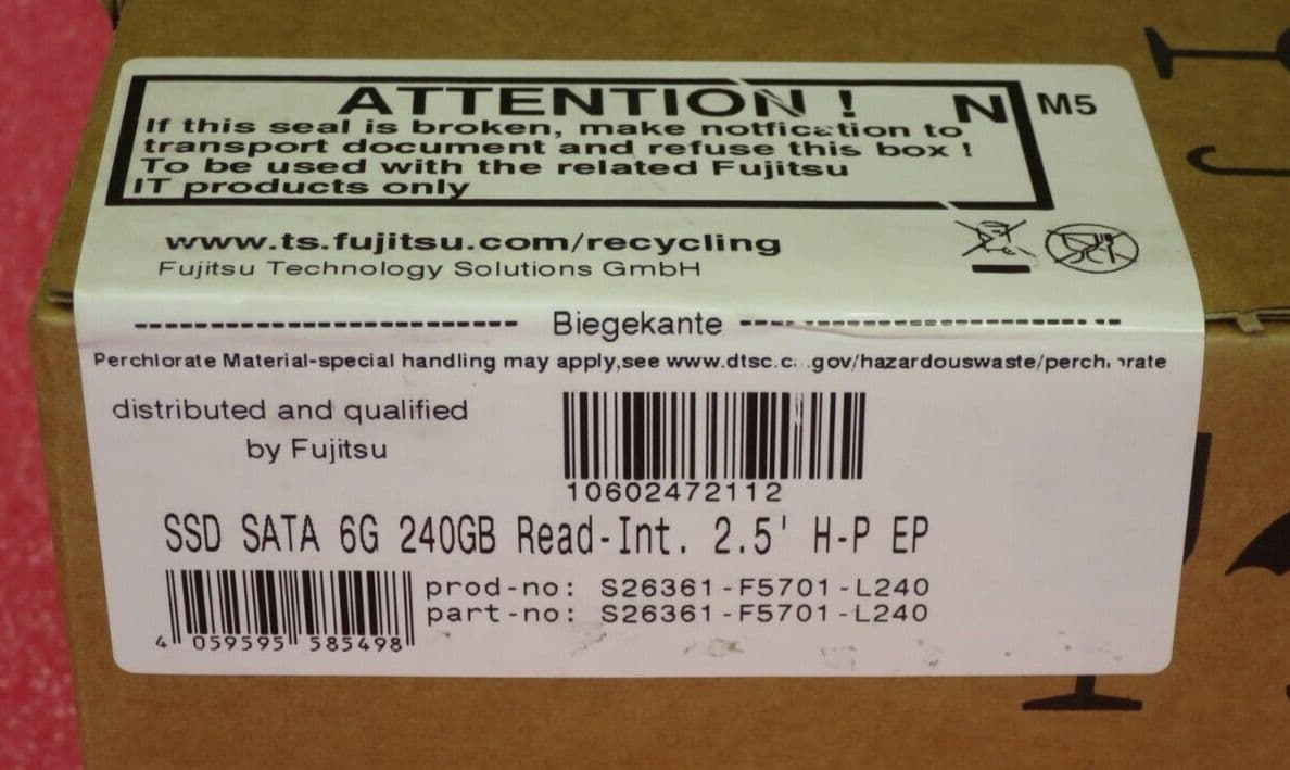 NEW Fujitsu 240GB 2 5" SATA 6Gb SSD Hot-Plug Read-Intensive S26361 ...