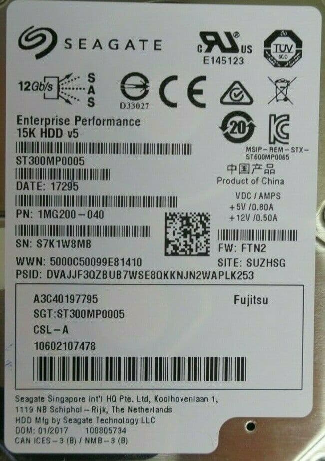 New Fujitsu 300GB 15K 2 5" 12Gb/s SAS Hard Drive HDD ST300MP0005 ...