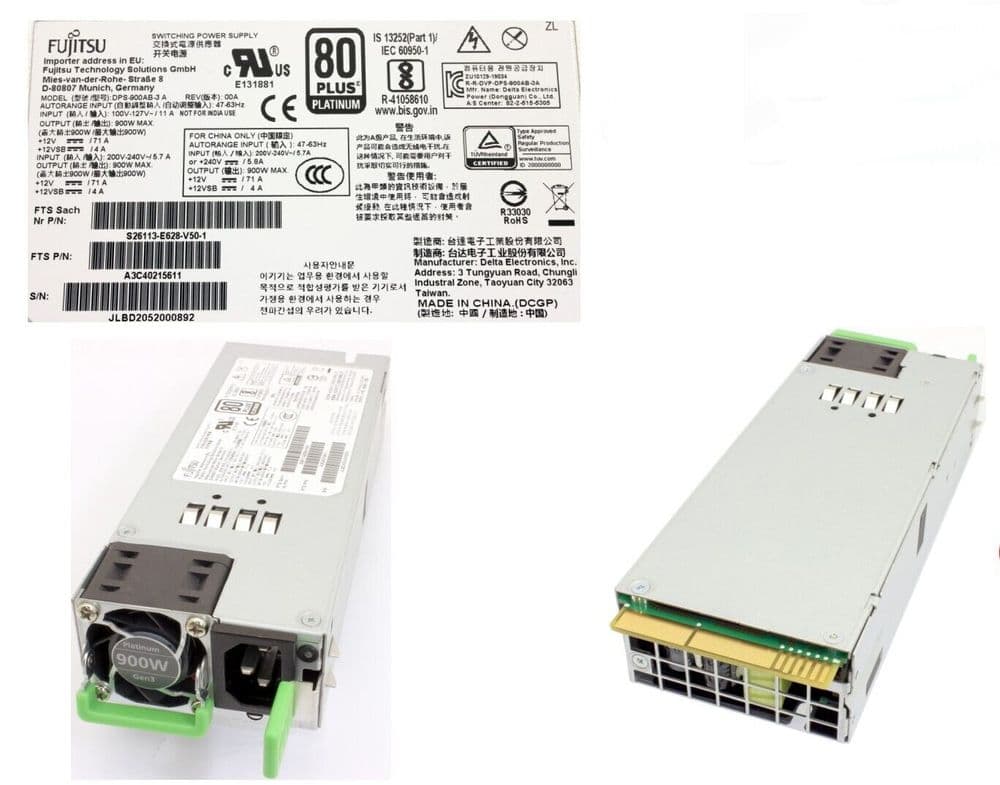New Fujitsu Primergy 900W Platinum Modular PSU Power Supply S26113-F628-E10