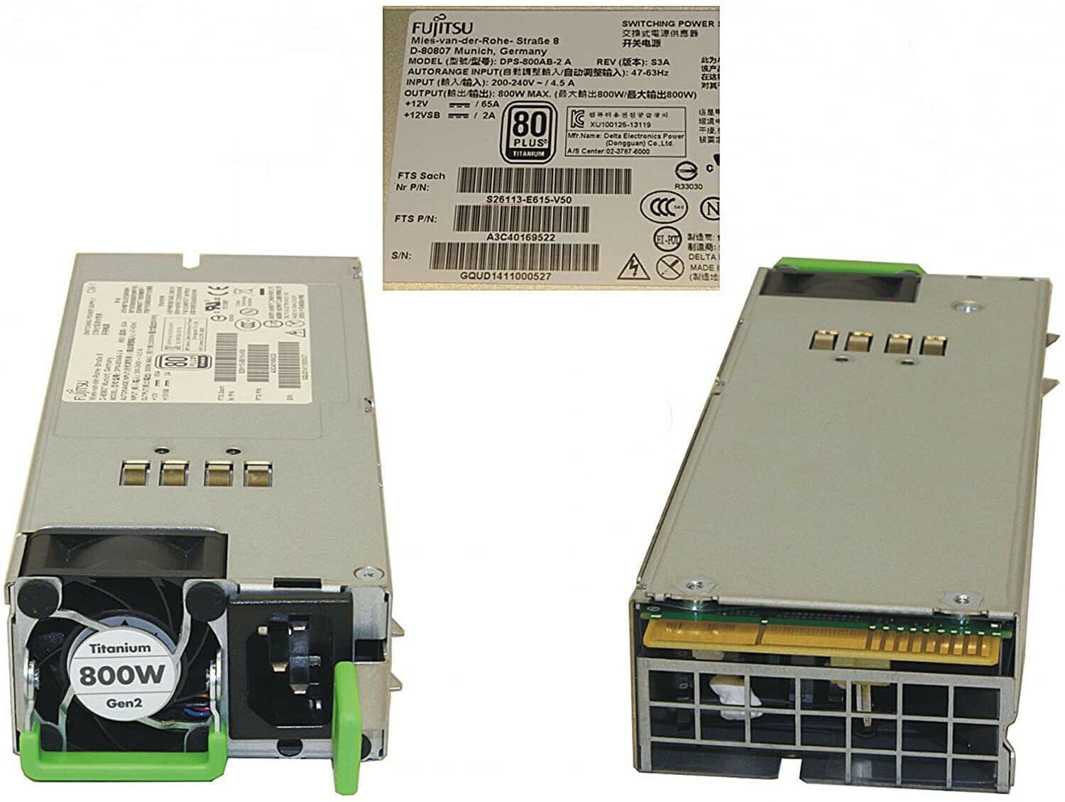 NEW Fujitsu Primergy RX300 S8 800W Server Power Supply PSU S26113-F615-L10