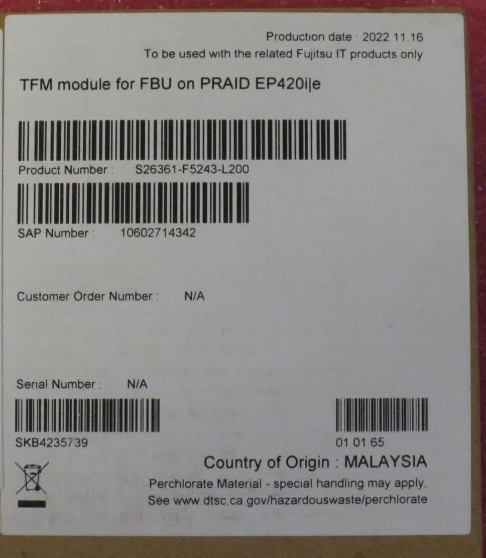 New Fujitsu Primergy TFM Module for PRAID EP420i/e RAID S26361-F5243-L200