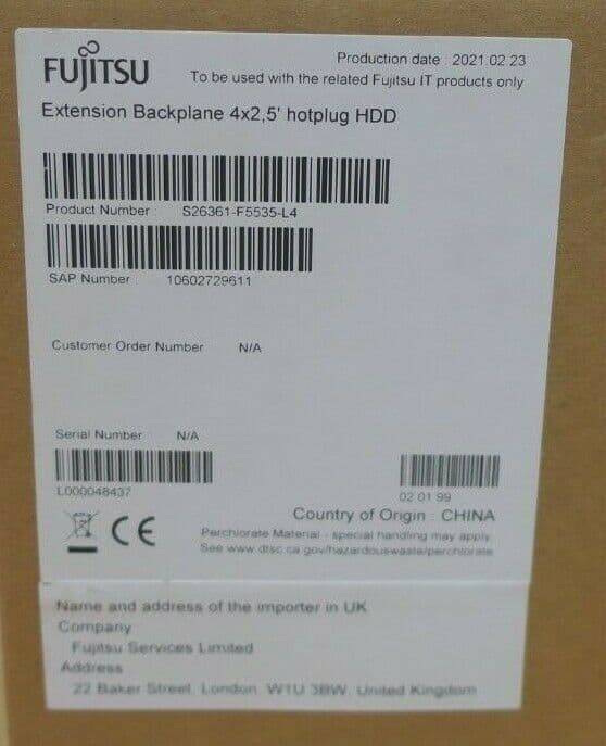 New Fujitsu Primergy TX1320 M4 4x 2 5" to 8x 2 5" Expansion Kit S26361 ...