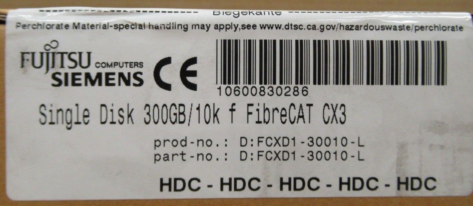 NEW Fujitsu Siemens Single Disk 300GB 10K FibreCAT CX3 D FCXD1-30010-L HDD