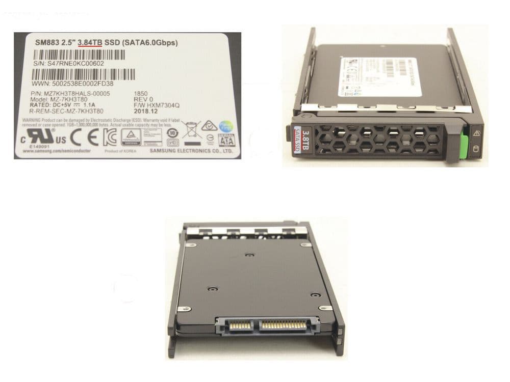 NEW Fujitsu SSD SATA 6G 3 84TB MIXED-USE 2 5 H-P EP S26461-F5588-L384 Caddy