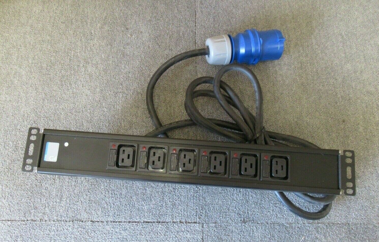 New G4 Power 6 Way Horizontal Rack Mount IEC C19 PDU With 32A Commando Plug