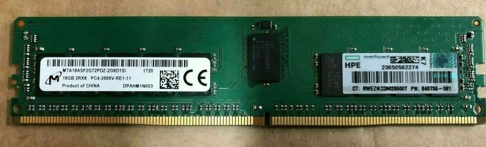 New HP 16GB 2Rx8 DDR4 PC4-2666V Server Memory Module 835955-B21 840756-091