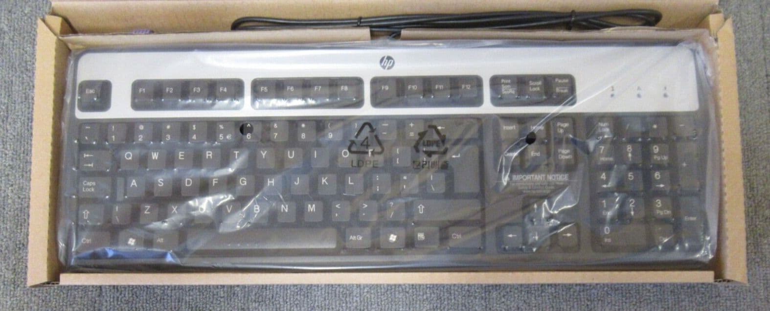 New HP 434820-L32 PS/2 Wired QWERTY Keyboard US Layout Black Silver