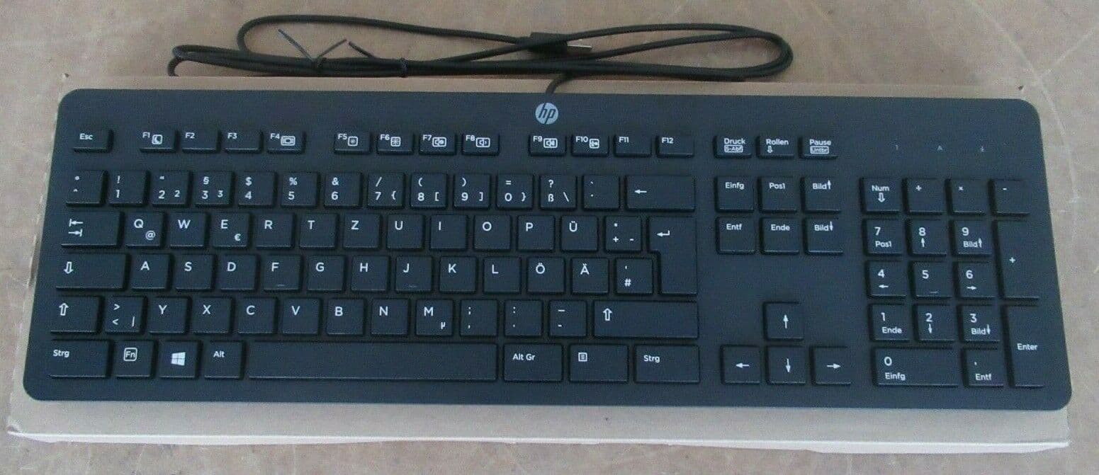 New HP Slim KB Wired USB QWERTY UK Keyboard Black 803181-041