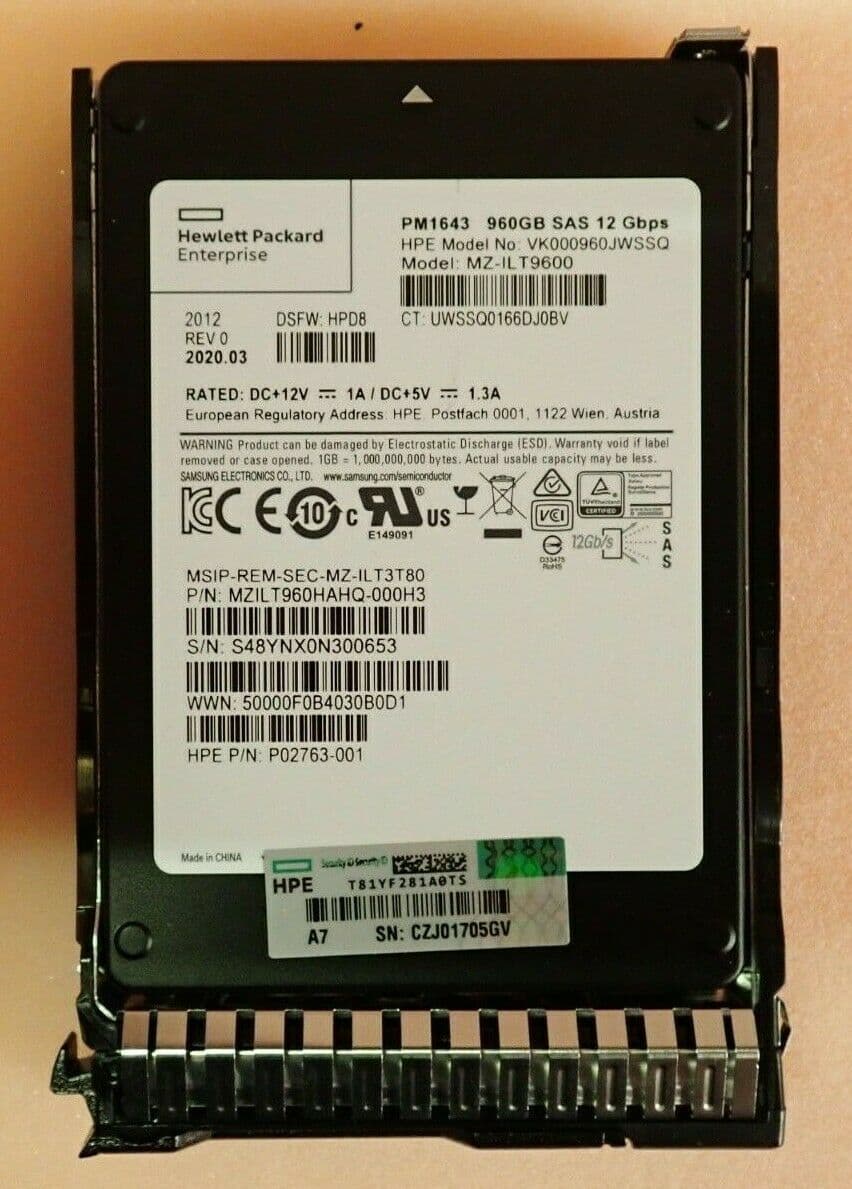 New HPE 960GB SAS 2 5" 12G SSD P06584-B21 P08608-001 P02763-001 HP