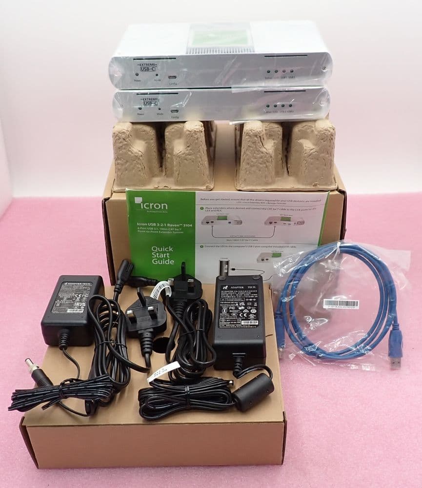 NEW Icron USB 3-2-1 Raven 3104 4-Port USB 3 1 CAT 6a/7 Point to Point ...