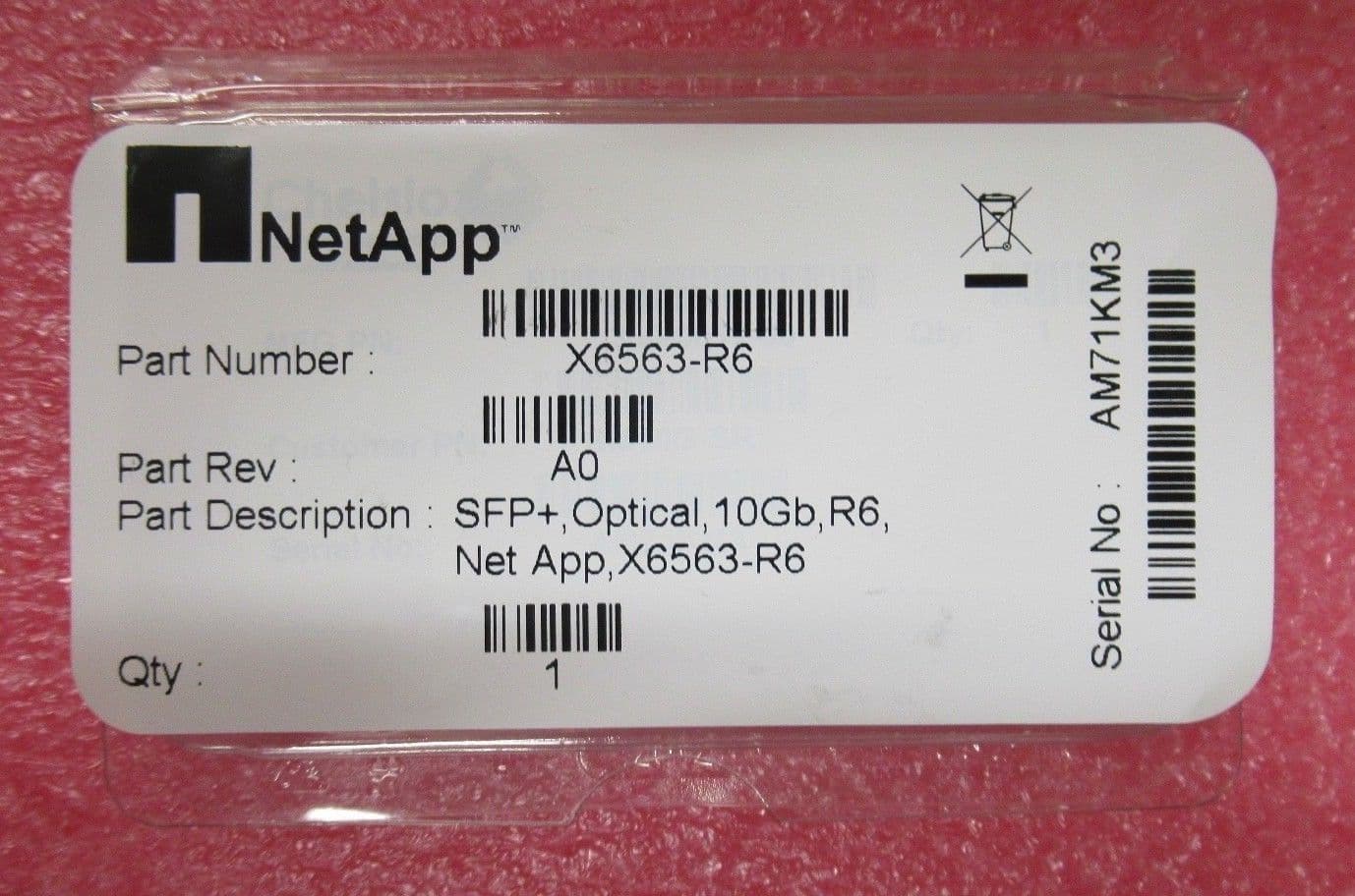 NEW NETAPP X6563-R6 10GBE 850nm SHORT REACH SFP OPTICAL TRANSCEIVER