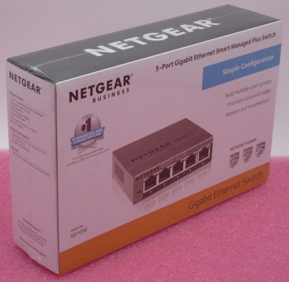 NEW NetGear GS105Ev2 ProSafe 5-Port RJ45 Gigabit Ethernet Managed ...