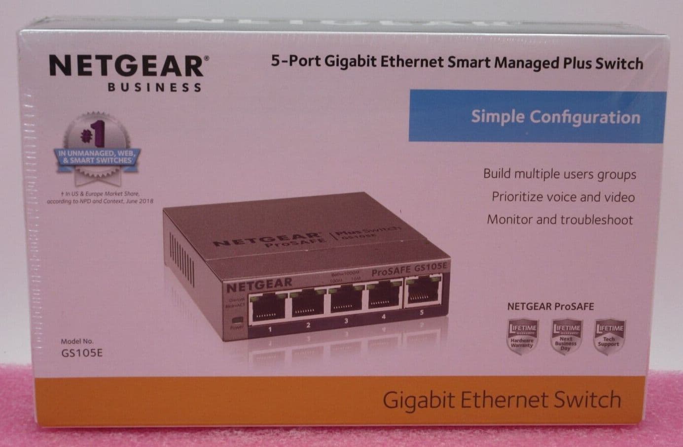 NEW NetGear GS105Ev2 ProSafe 5-Port RJ45 Gigabit Ethernet Managed ...