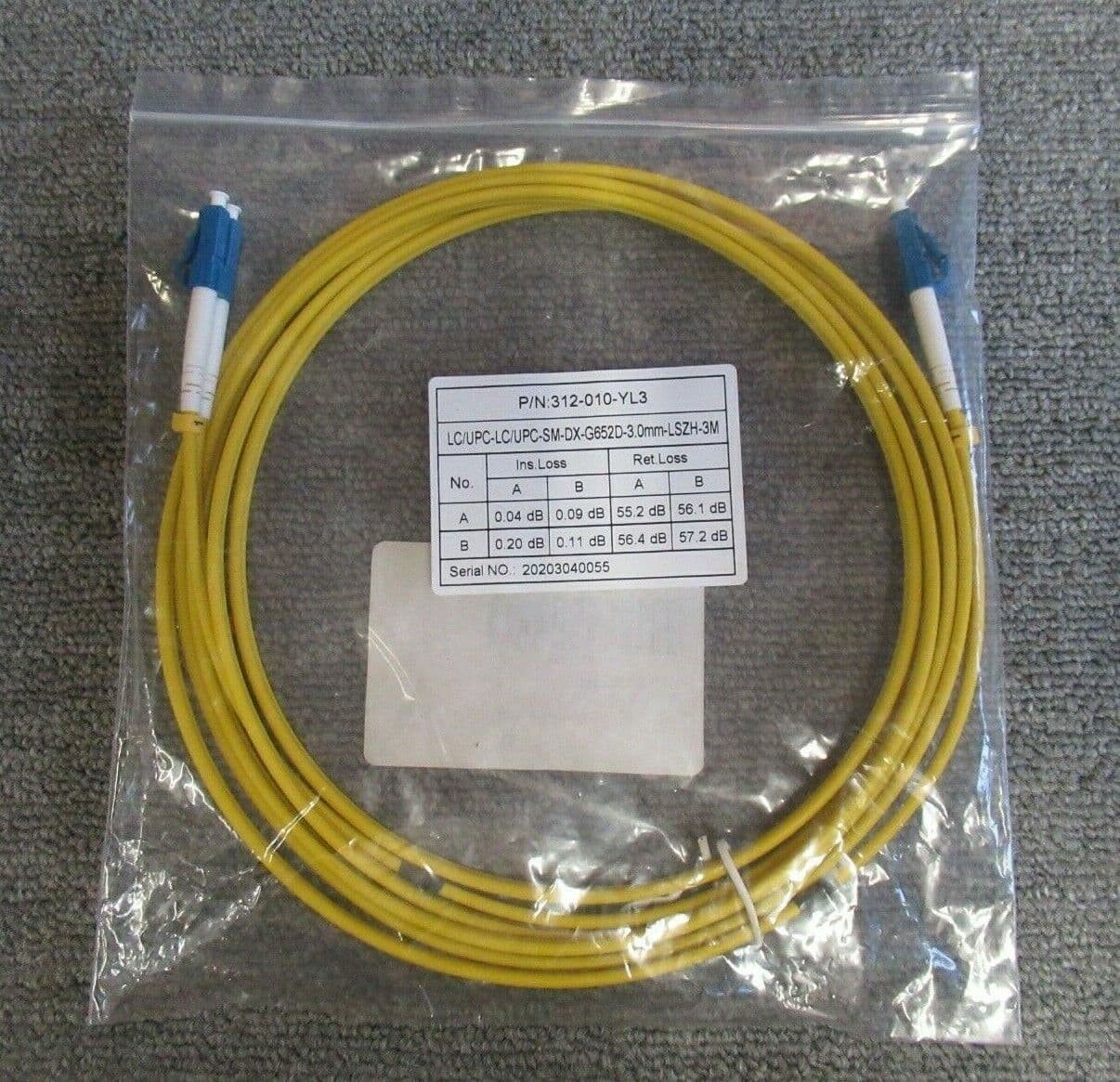 New OM3 Multimode Duplex 50/125um LC To LC Yellow Fiber Optic 3M Patch ...