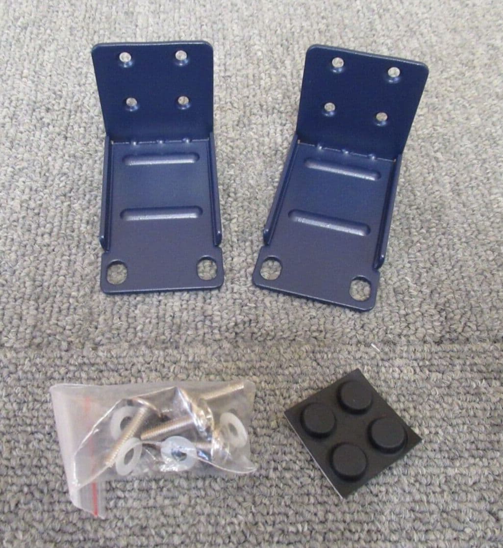 New Pair Of Left And Right Blue 1U Rack Mounting Ears With Screws