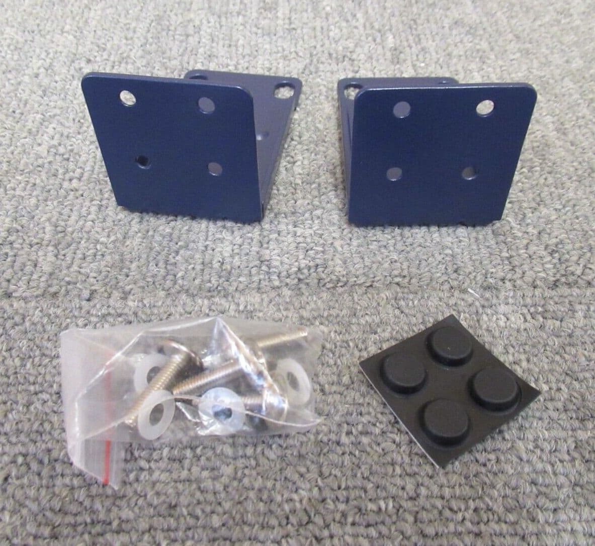 New Pair Of Left And Right Blue 1U Rack Mounting Ears With Screws